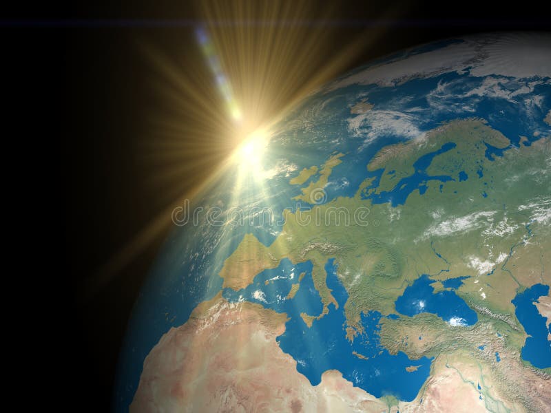 Terra e sol ilustração stock. Ilustração de lente, planeta - 13832347