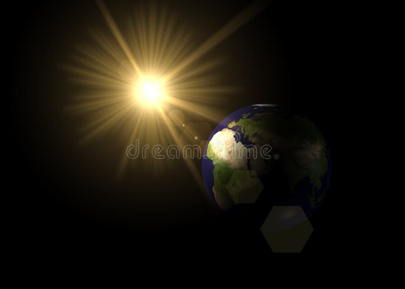 Terra e sol do planeta ilustração stock. Ilustração de lente - 9782789