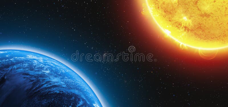 Terra e Sun ilustração stock. Ilustração de ciência, retrato - 68472238