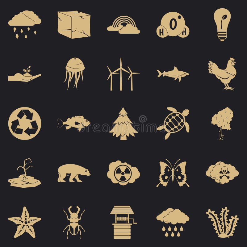 Terra Icons Set, Simple Style Stock Vector - Illustration of natural ...