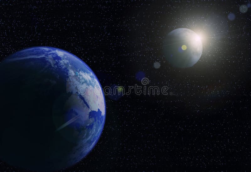 Terra, Lua E Sol Do Planeta Ilustração Stock - Ilustração de brilhante ...