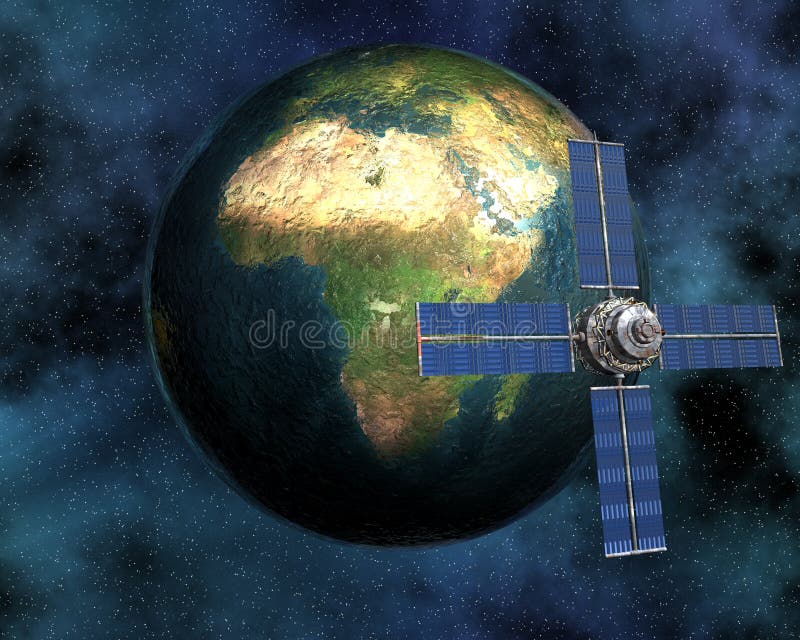Terra Orbitante Satellite Dello Sputnik Illustrazione di Stock ...
