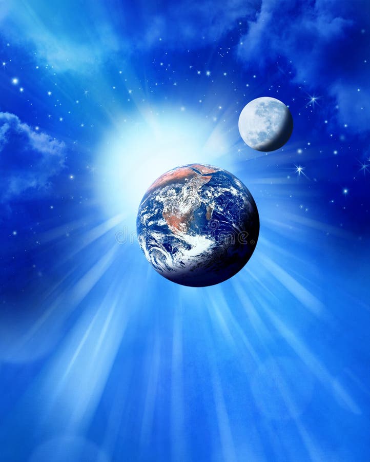 Terra Sol e Lua no Espaço ilustração stock. Ilustração de sistema ...