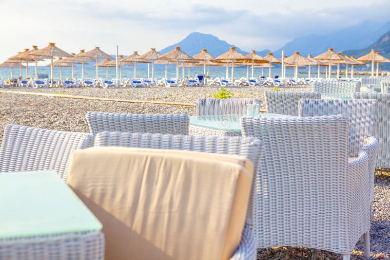 Terrace on the beach stock photo. Image of modern, furniture - 147334016