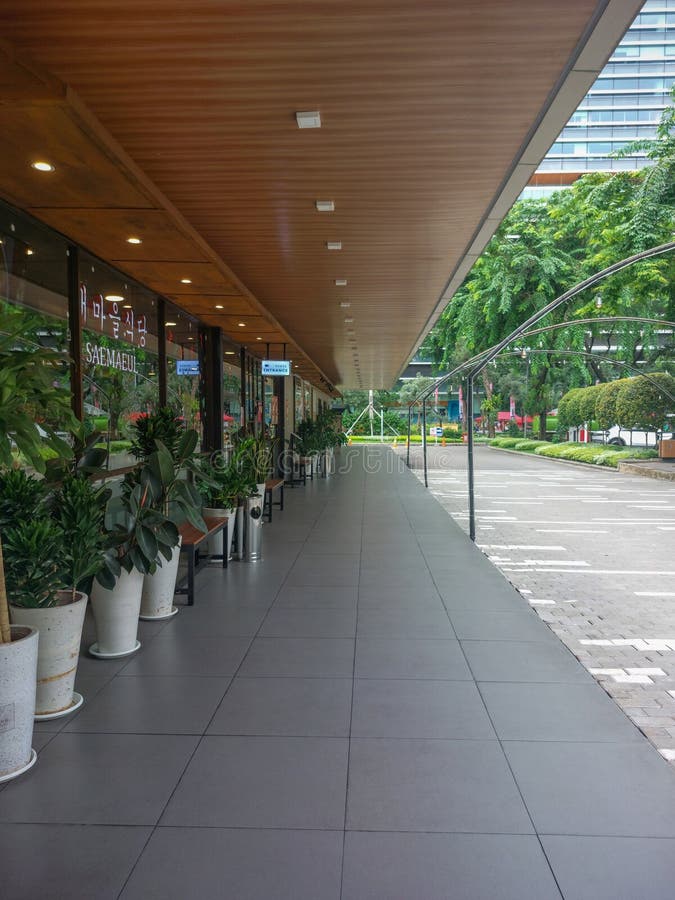 Terrace of the Building with Ceramic Floor and Wooden Ceiling Stock ...