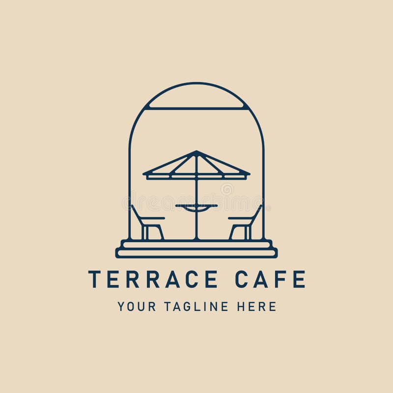 Terrace Cafe Line Art Logo Minimalist , Icon and Symbol, Vector ...