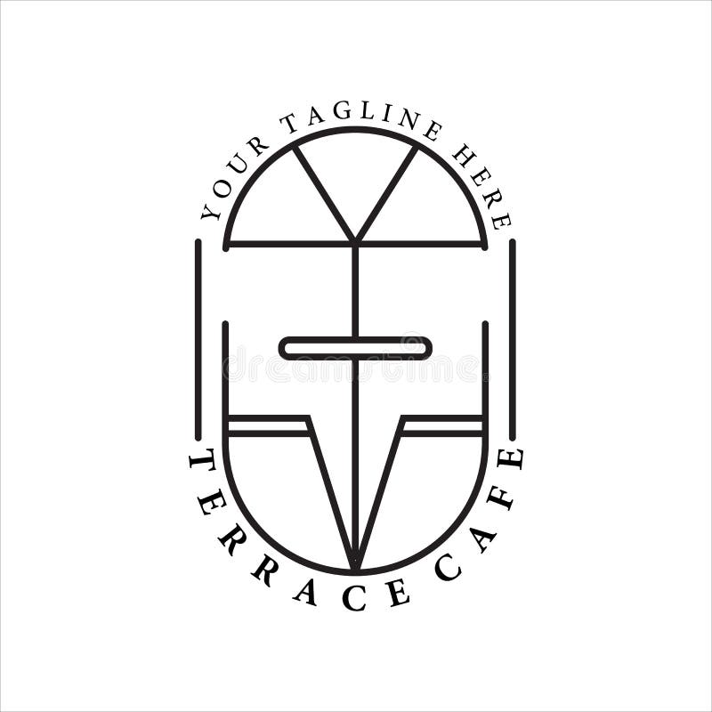 Terrace Cafe Line Art Logo Minimalist Vector Illustration Template ...