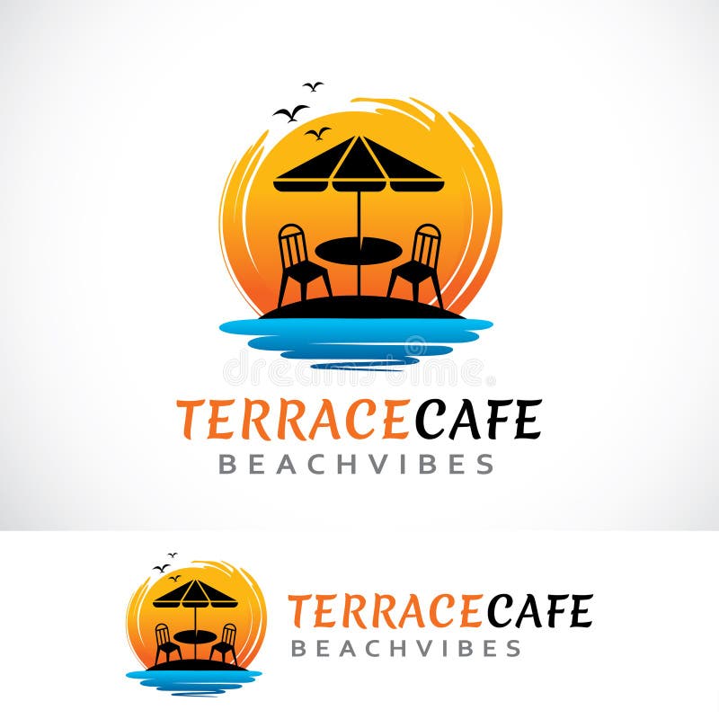 Terrace Cafe Logo Design Template Stock Vector - Illustration of truck ...