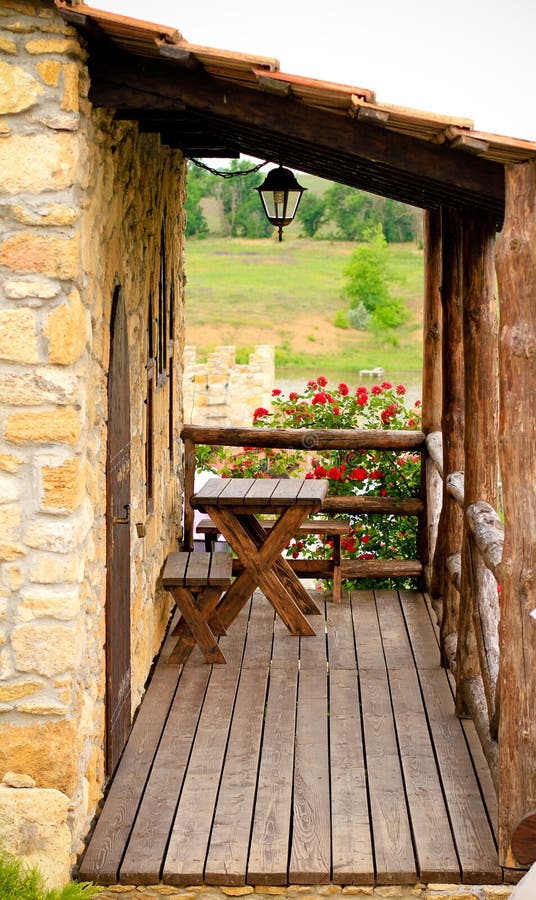 Terrace with Chairs and Table Outdoors Stock Image - Image of detached ...