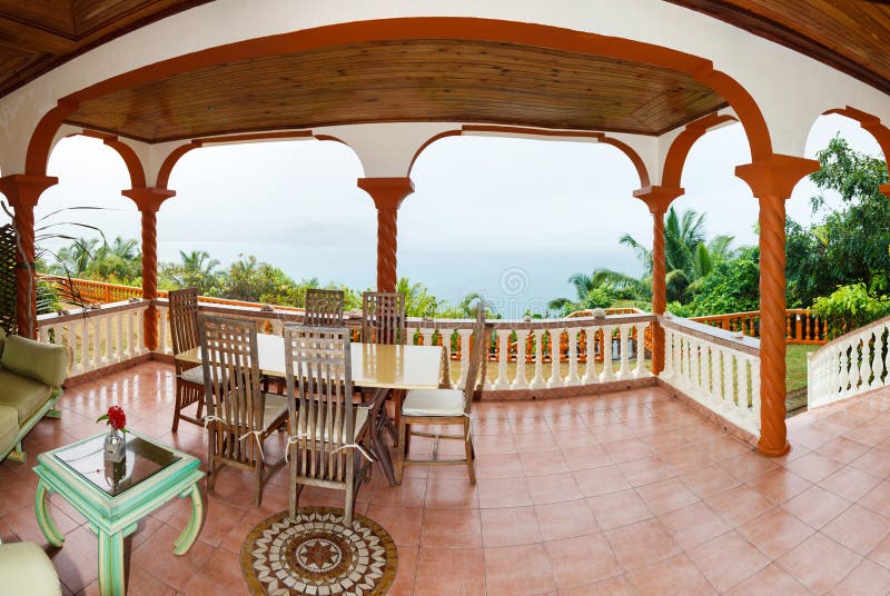 Terrace in the Colonial Style Stock Image - Image of rain, tropical ...