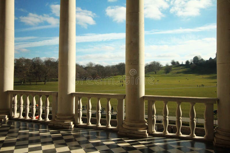 Terrace with Columns Facing Park Stock Photo - Image of arhitectural ...