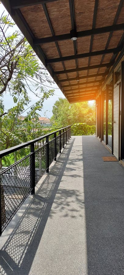 Terrace Design Black Steel Structure Second Floor Stock Photo - Image ...