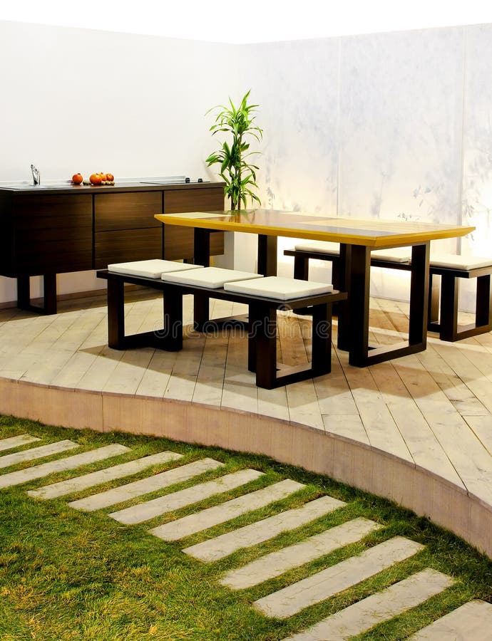 Terrace dining table stock photo. Image of modern, plants - 18504608