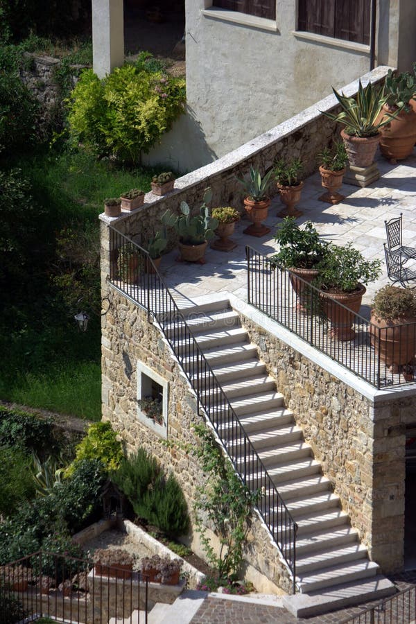 Terrace With External Stairs Stock Image - Image of traditional, rising ...