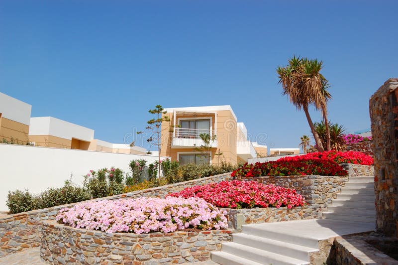 Terrace with flowers stock image. Image of resort, nature - 15667283