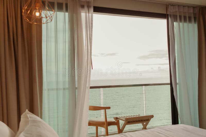 Terrace of Hotel with Sea View and Table Set in Summer Vacation. Stock ...