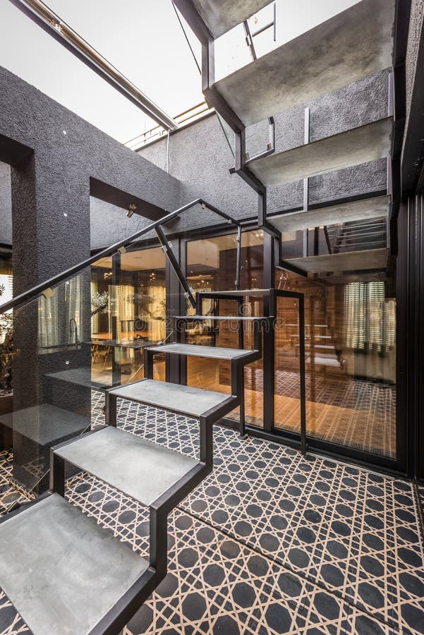 Terrace Interior in Luxury Apartment Stock Image - Image of ...