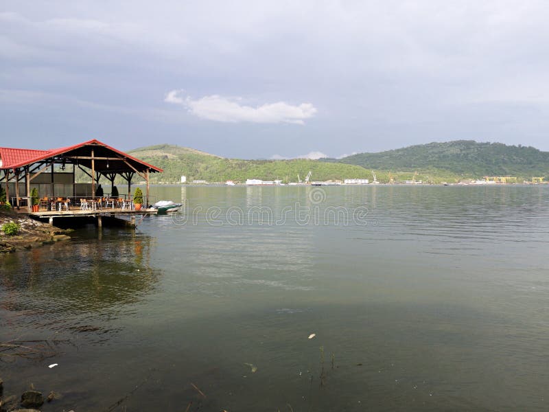 Terrace on the lake stock image. Image of blue, summer - 147939989