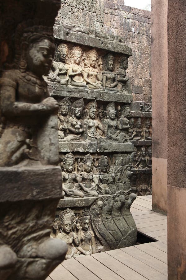 Terrace of the Leper King at Angkor. Stock Photo - Image of relief ...