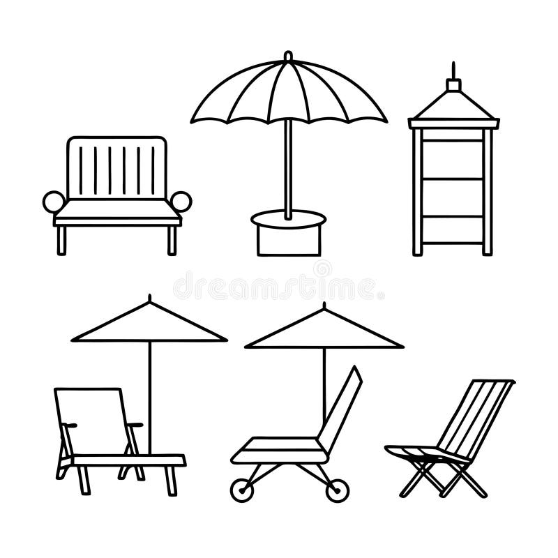 Terrace Lounge Icons for Design Stock Vector - Illustration of style ...