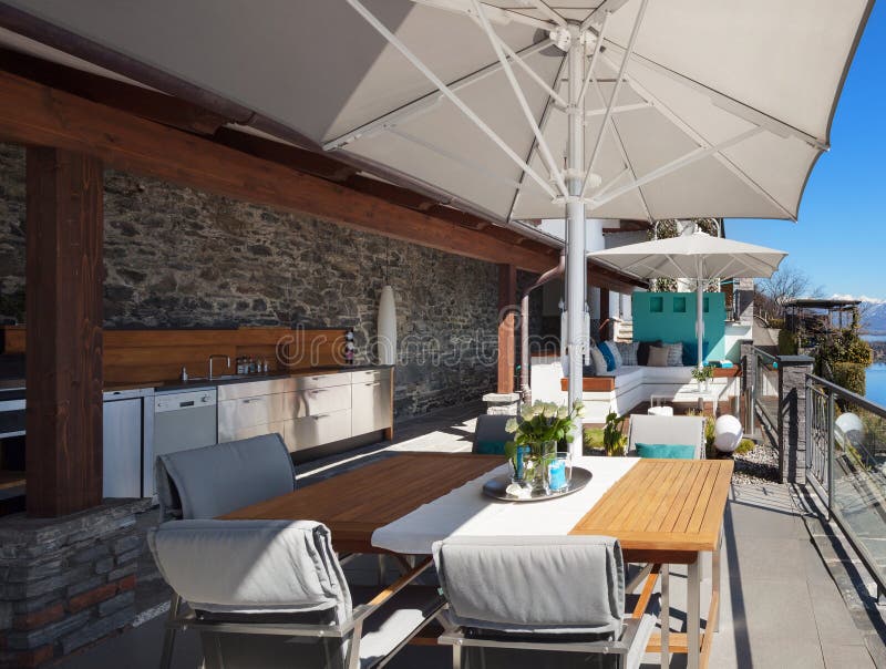 Terrace of a luxury house stock photo. Image of vacation - 72927612