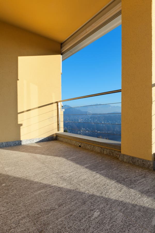 Terrace of a Modern Building Stock Image - Image of view, inside: 66068939