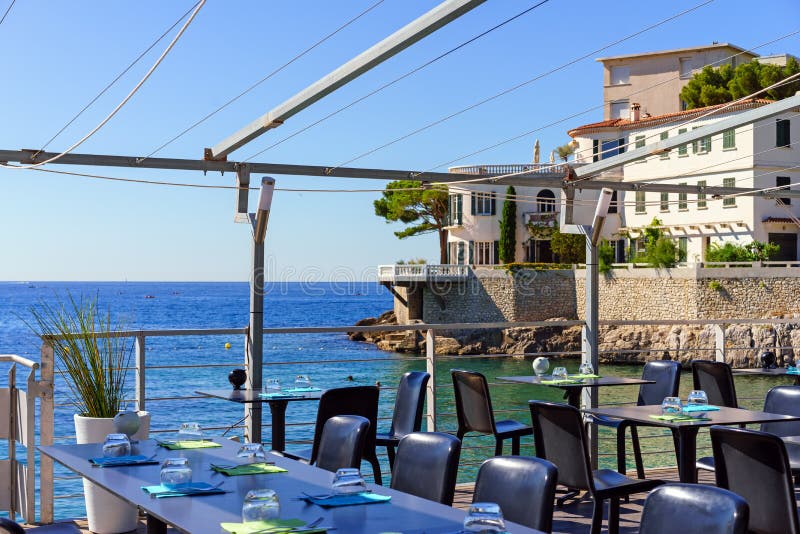 Terrace Outdoor Cafe with Sea View, Stock Image - Image of ...