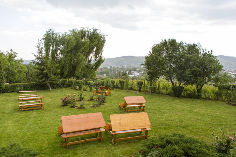 Outside Terrace of a Country Side Hotel Stock Image - Image of floor ...
