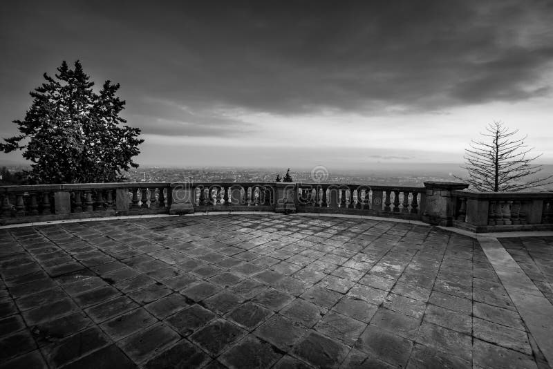 Terrace Panoramic Viewpoint To Bergamo Town Black and White Image Stock ... Terrace Panoramic Viewpoint To Bergamo Town Black and White Image Stock ...