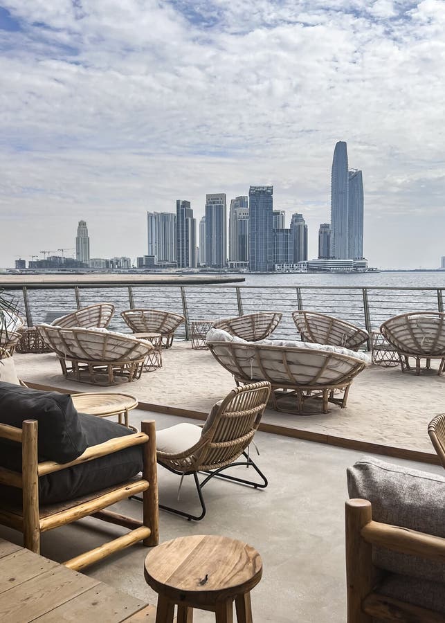 Terrace at the Restaurant with View of the Building in Dubai UEA Stock ...
