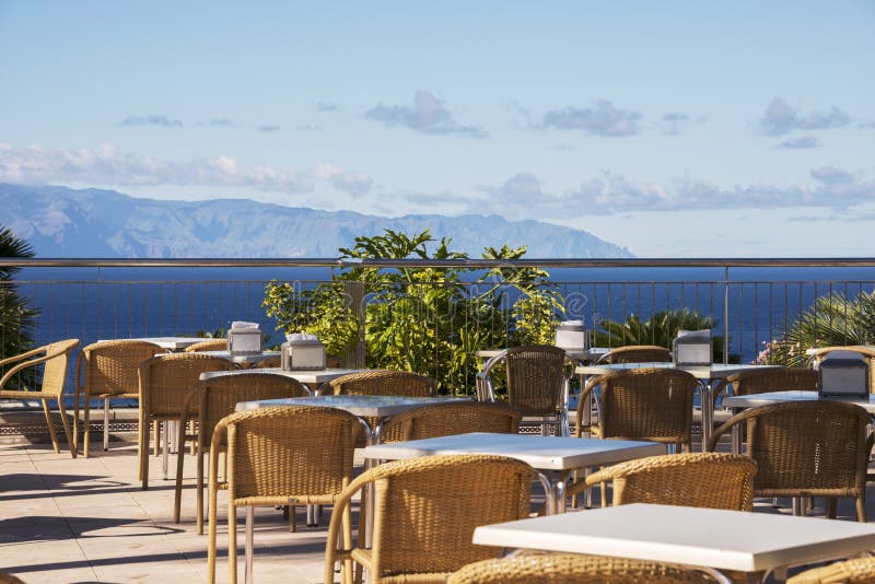 Terrace at sea stock image. Image of chair, fence, tropical - 27977651