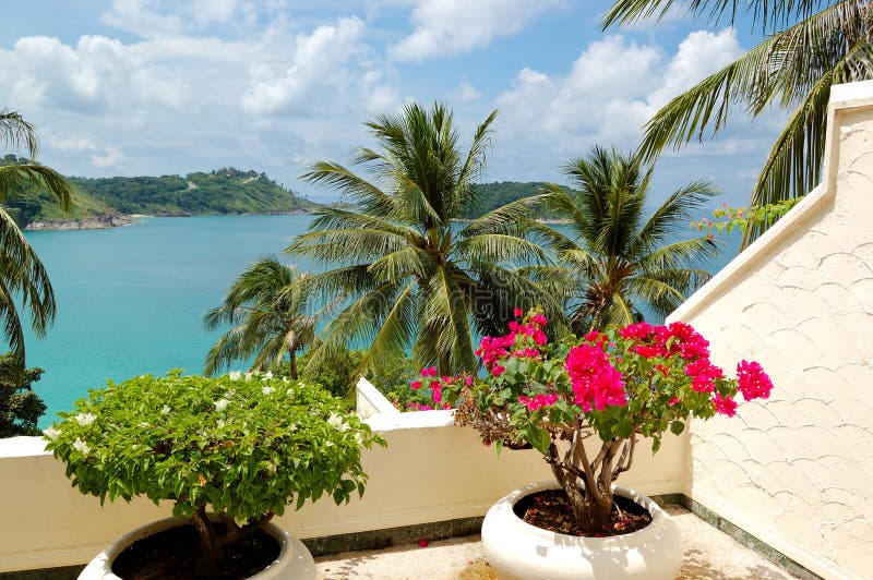 Terrace with Sea View at Luxury Hotel Stock Image - Image of resort ...