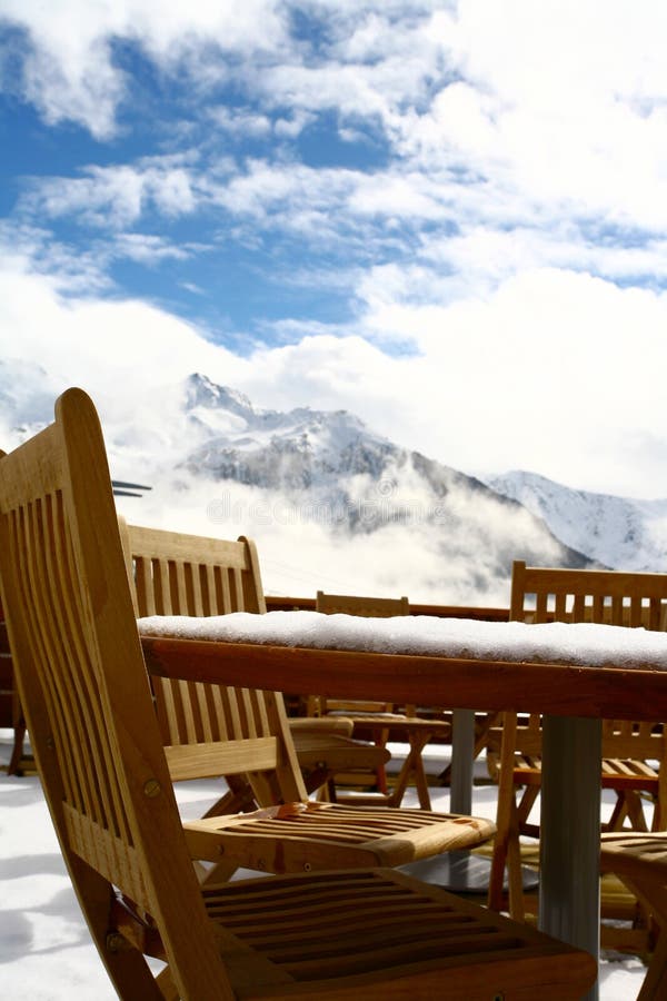 Terrace in the snow stock photo. Image of cold, vacation - 105589066