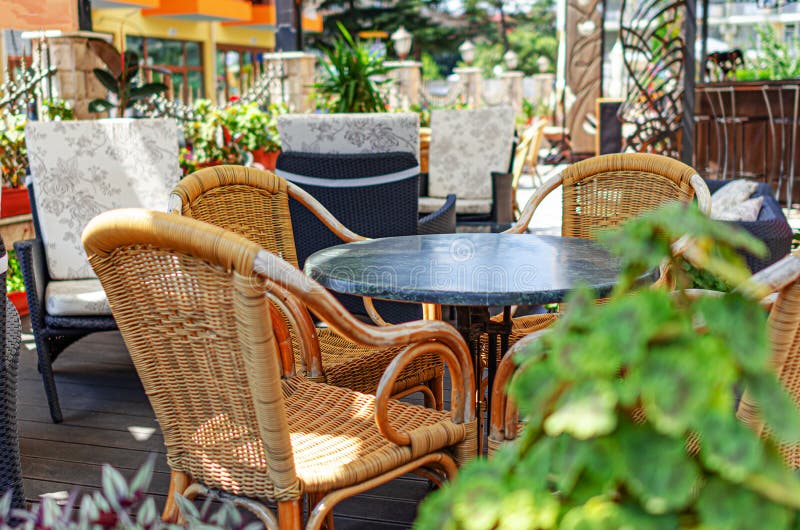 Terrace of a street cafe. stock photo. Image of coffee - 263373840