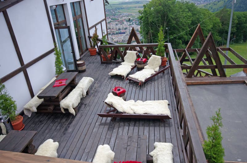 Terrace of Traditional Restaurant Stock Image - Image of rustic ...