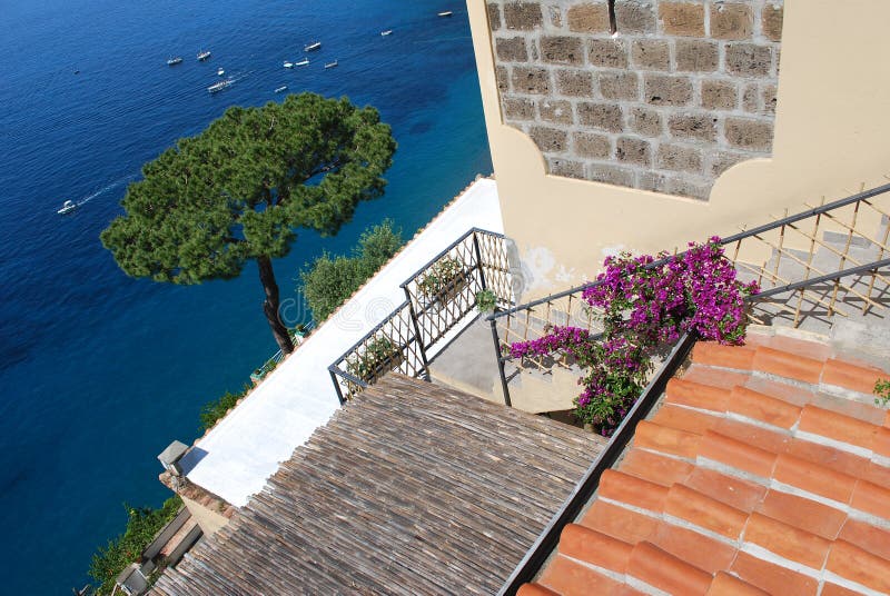 Balcony view, Capri, Italy stock photo. Image of seashore - 25535742