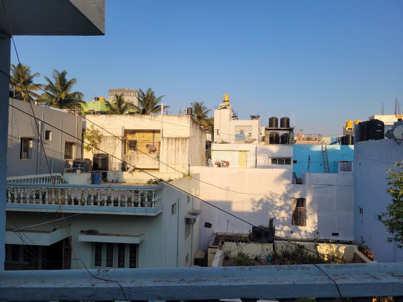 Terrace View of Sun Light Falling on Buildings in the Morning Stock ...