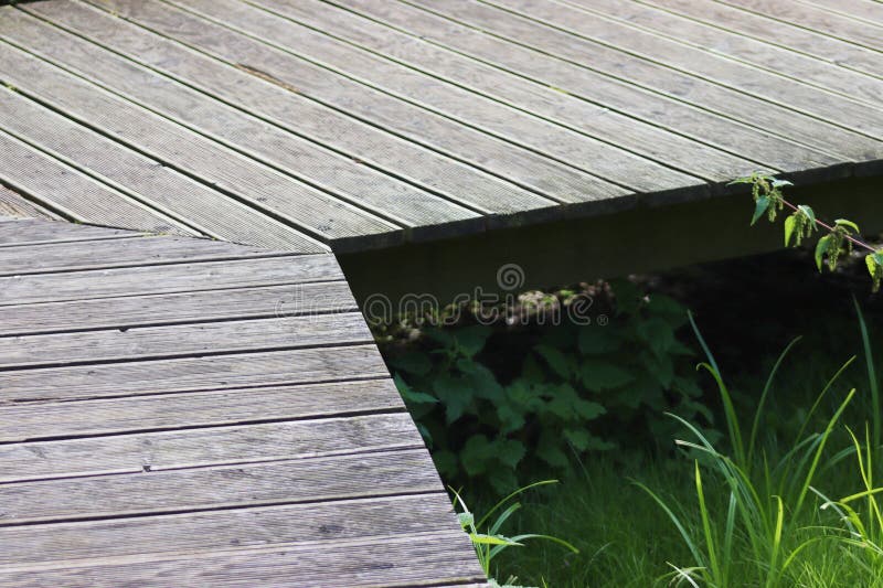 Terrace Wooden Platform. a Wooden Platform in the Park. Decking Wood ...