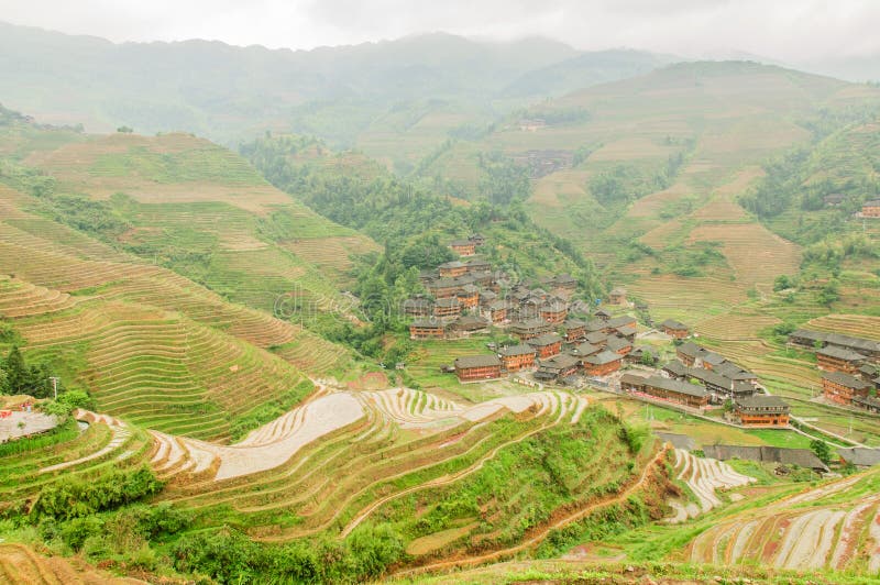Terraced and Architecture, Ancient Houses Stock Photo - Image of fields ...