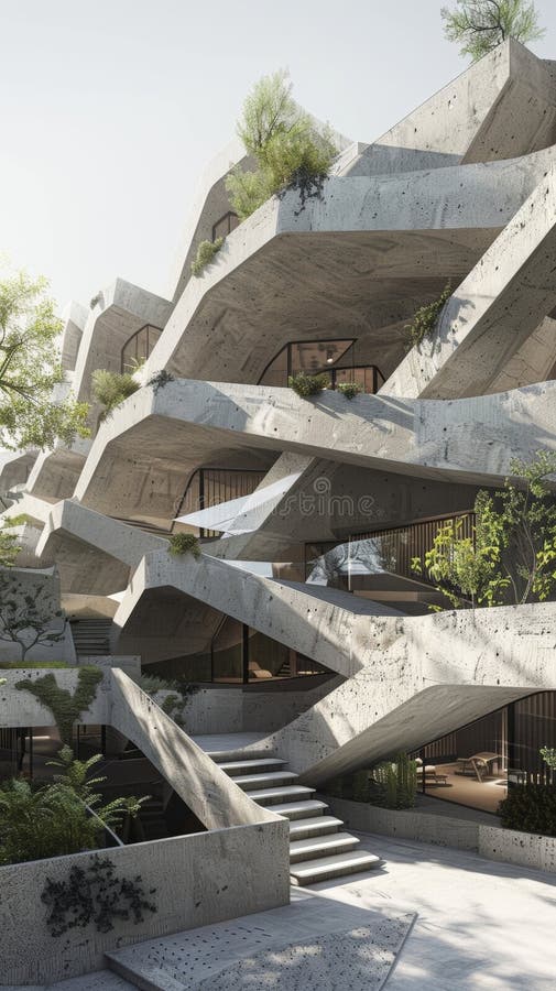 A Terraced Building Featuring Geometric Outs and Patterns Allowing for ...