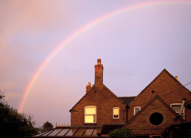 Terraced House with Rainbow Stock Image - Image of house, england: 60586519