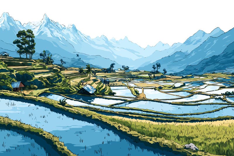 Terraced Rice Fields in Mountain Landscape Terrace Isolated Stock ...