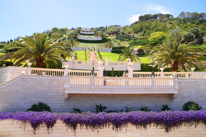 Terraces of the Bahai Gardens. Israel Stock Image - Image of haifa ...