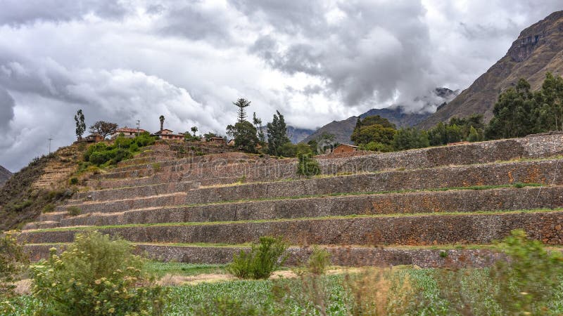 Terraces at the Urco Archaeological Site in the Sacred Valley, Cusco ...