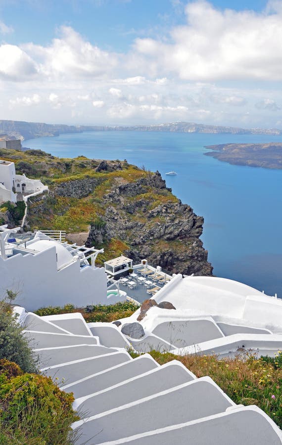 Terraces with a View on Santorini, Greece Stock Photo - Image of crater ...