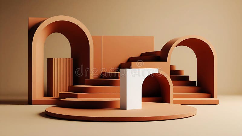 Terracotta Abstract Architectural Forms with Minimalist Design Beige ...