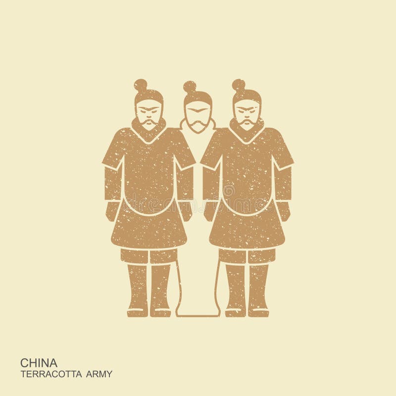 Terracotta Army Flat Icon. Vector Illustration in Retro Style Stock ...
