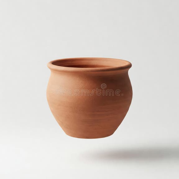 Terracotta Clay Hanging Pot, Front-facing Stock Photo - Illustration of ...
