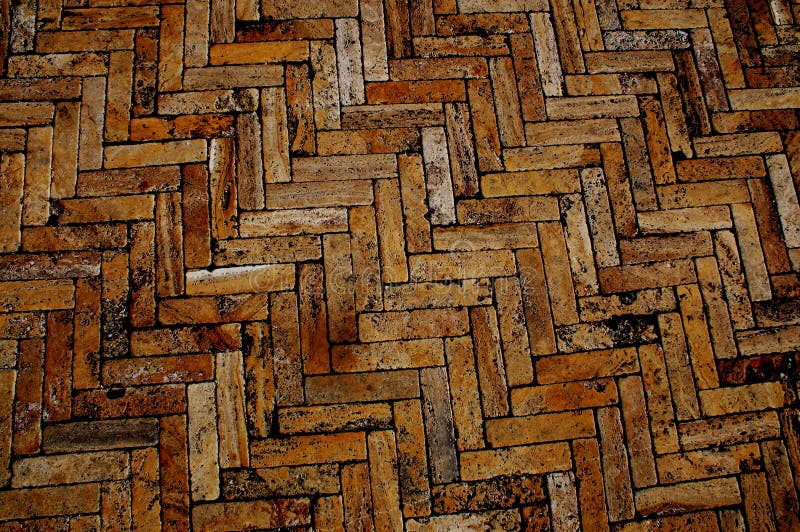 Terracotta Floor Tiles, Regularly Arranged in a Chevron Pattern Stock ...