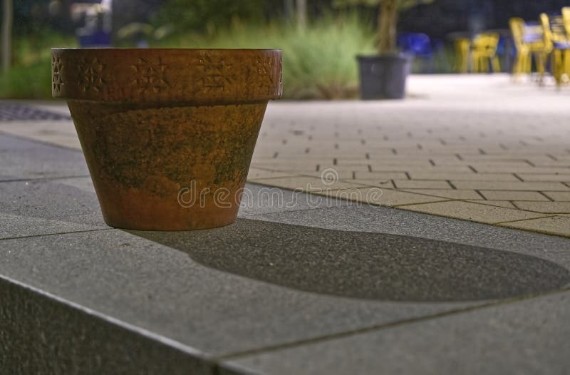 Terracotta Flower Pot Casting Shadow at Night Stock Photo - Image of ...
